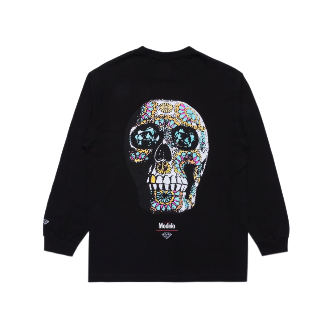 Diamond Supply Co x Modelo Calavera Long Sleeve T-Shirt Black - Billion ...