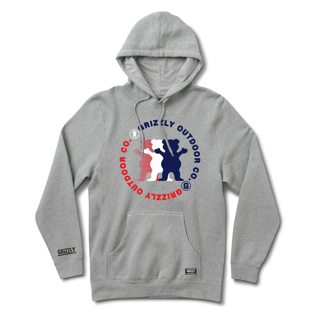 Grizzly Faceoff Fleece Pullover Hooded Sweater Heather Grey - Billion ...