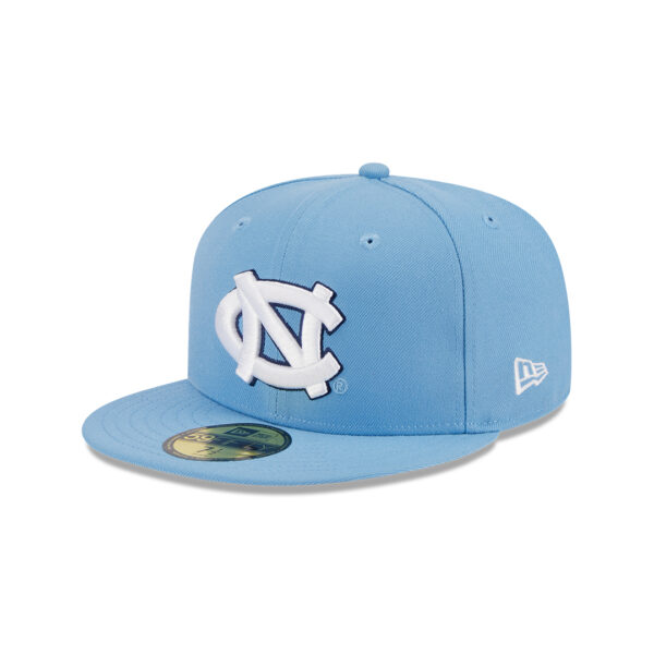 New Era 59Fifty UNC Tar Heels Fitted Hat Carolina Blue White Black Tar Heels Word Back Logo ...