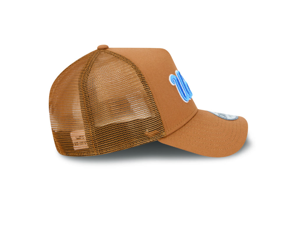 New Era 9Forty UCLA Bruins Color Pack Mesh Trucker A-Frame Snapback Hat Light Bronze Light Blue ...