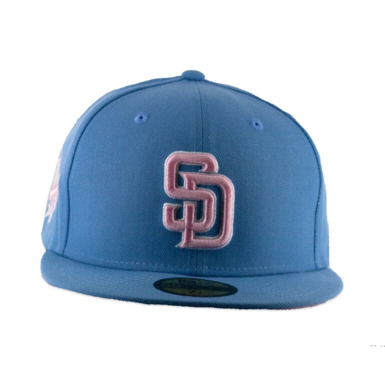 New Era 59Fifty San Diego Padres Color Block Fitted Hat Baby Blue Pink ...